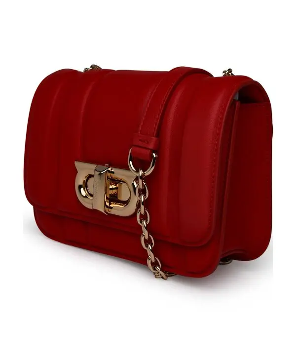 FERRAGAMO Flip Chain Shoulder Bag - Red