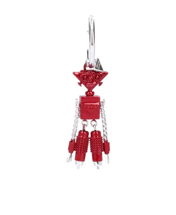 Prada Charm-detailed Hoop Earring - Red