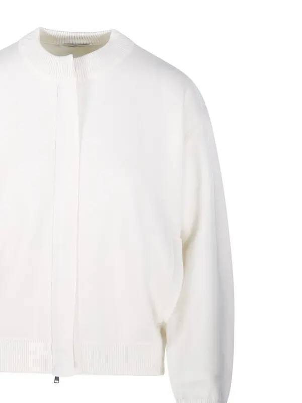 Max Mara Pelago Long-sleeved Knitted Cardigan - White