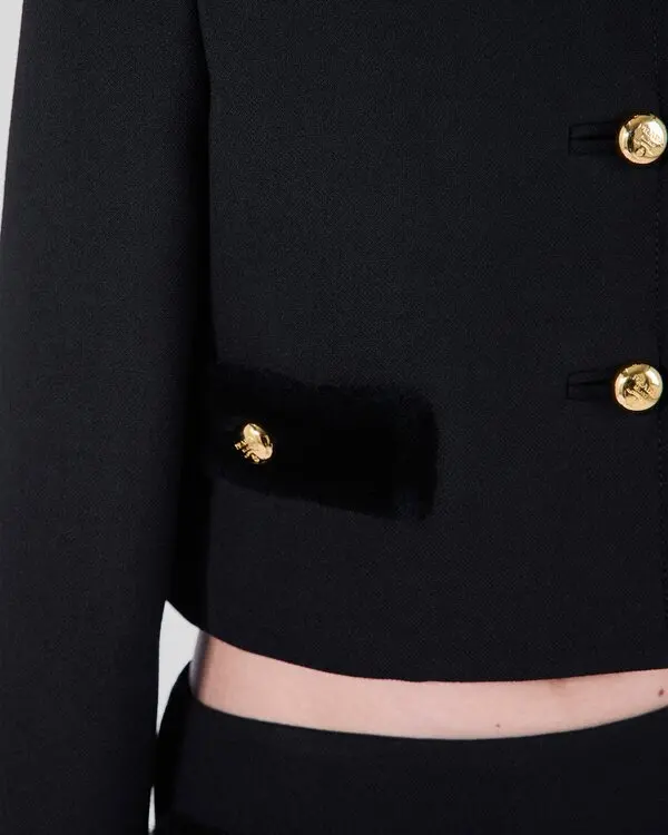 Prada Cropped Button-up Jacket With Lapels