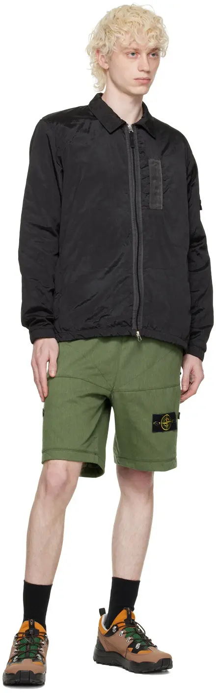 Stone Island Logo Lapel Casual Jacket - Black