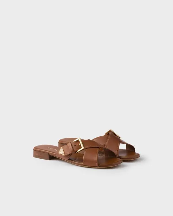 Prada Logo Plaque Buckled Sandals