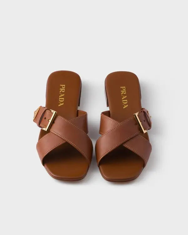 Prada Logo Plaque Buckled Sandals