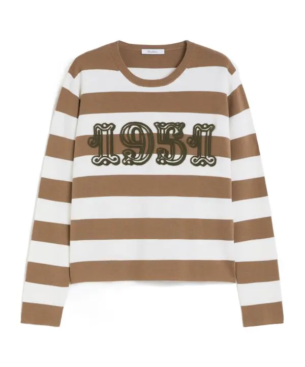 Max Mara Viterbo Striped Crewneck Jumper With Graphic Print - Brown