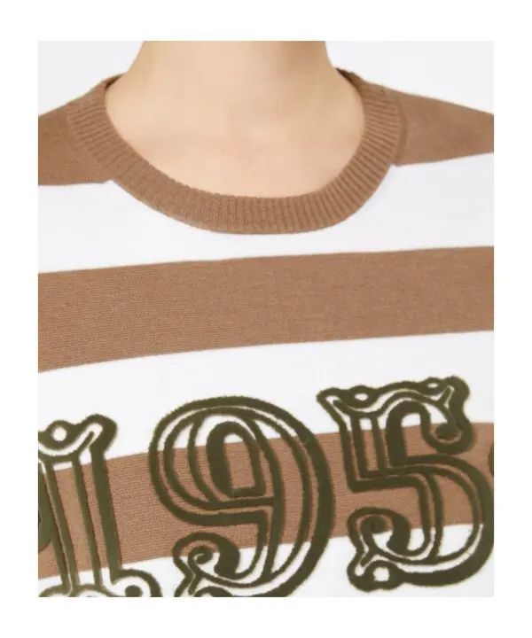 Max Mara Viterbo Striped Crewneck Jumper With Graphic Print - Brown