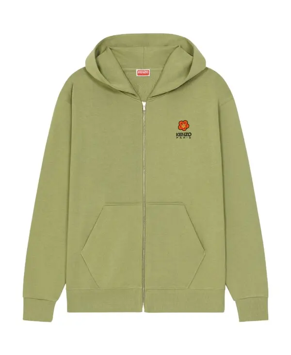 Kenzo Hooded Zipped 'boke Flower' Crest Jumper - Green