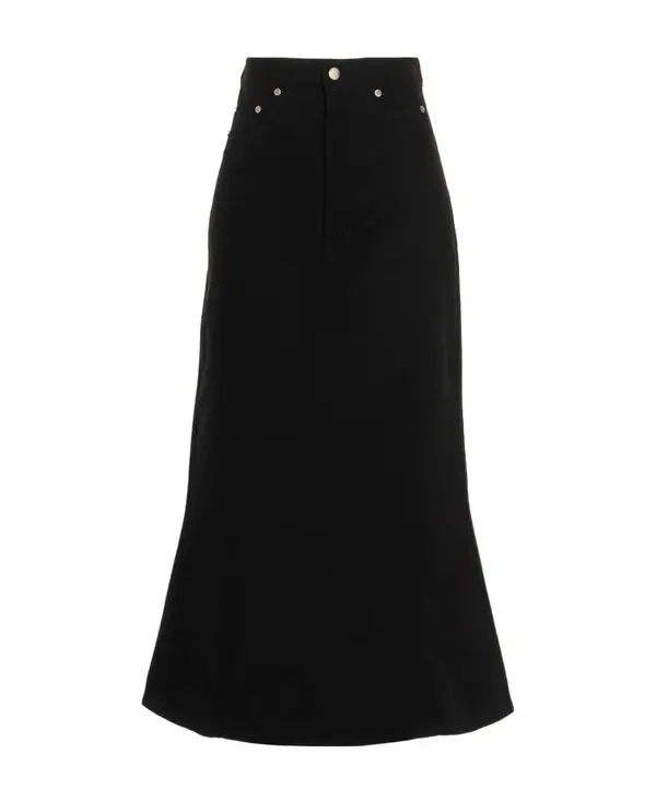 Rick Owens Mermaid-cut High Waist Midi Denim Skirt - Black