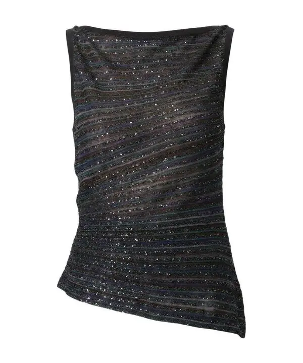 Missoni Sleeveless Horizontal Striped Sequined Vest