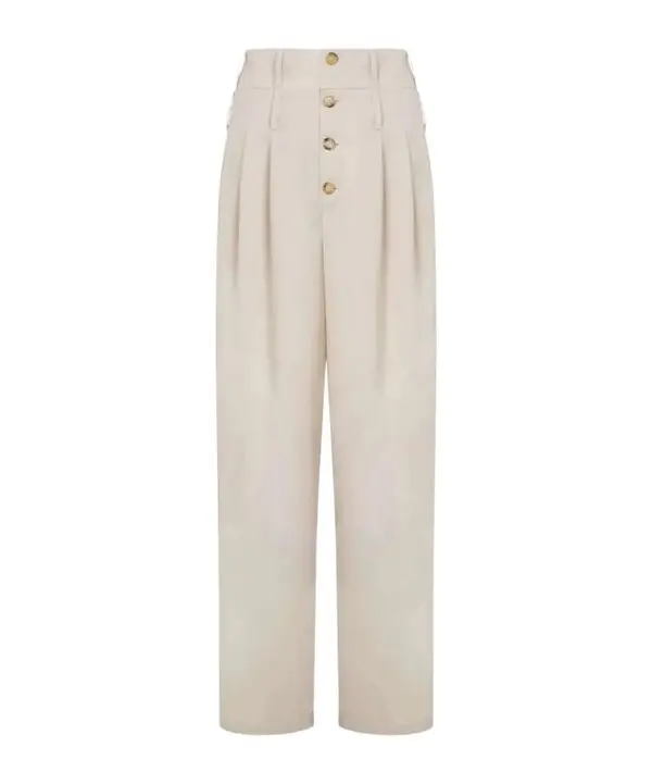 Moschino High-waisted Pleated Trousers With Double Belt Loops - Light Brown