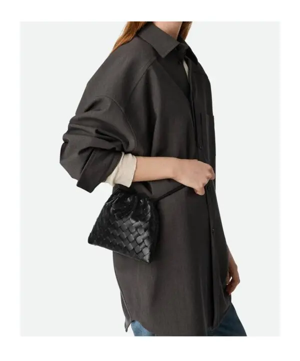 Bottega Veneta Small Woven Leather Drawstring Bag