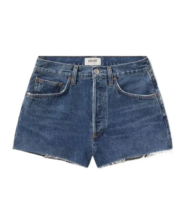 AGOLDE Distressed Frayed Hem Denim Shorts