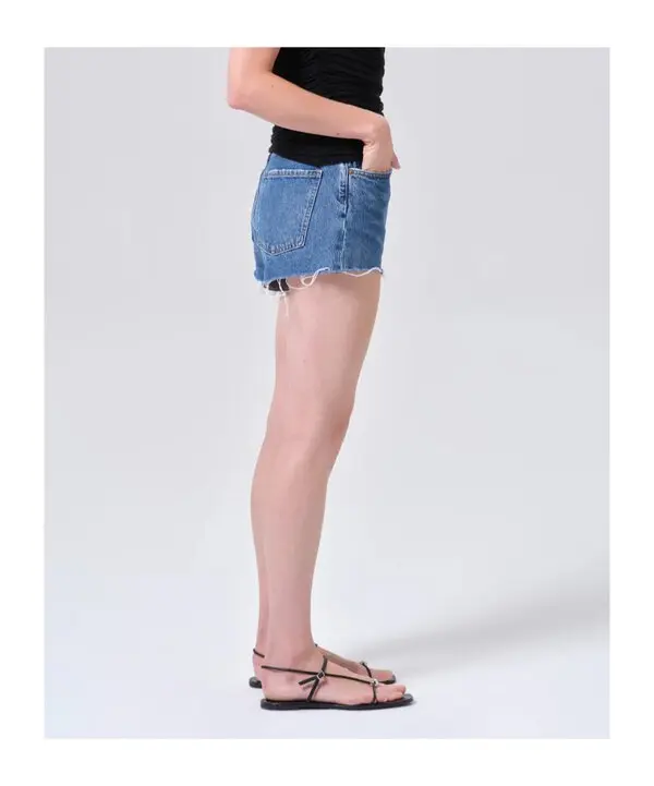 AGOLDE Distressed Frayed Hem Denim Shorts