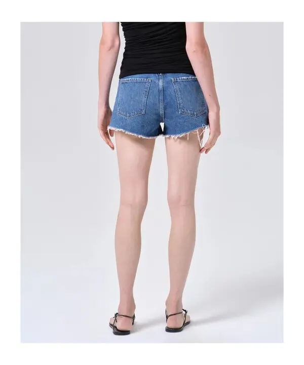 AGOLDE Distressed Frayed Hem Denim Shorts