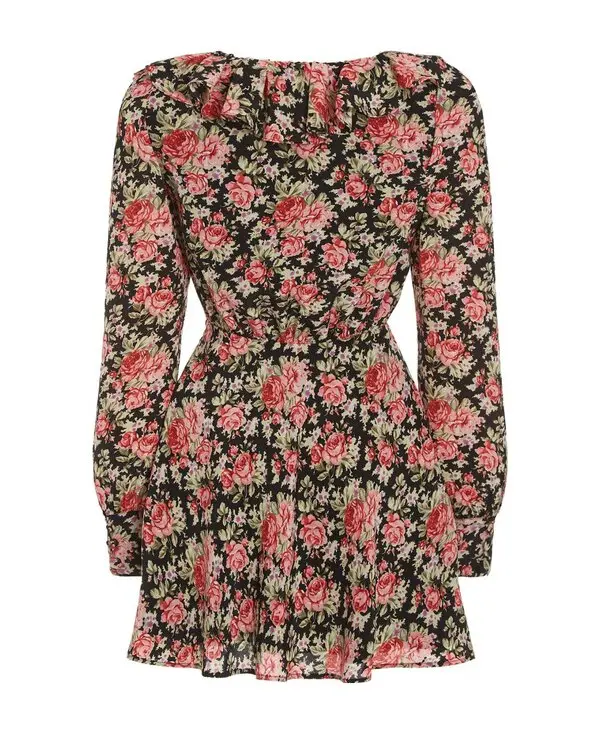 Alessandra Rich Floral Print Bow-embellished Minidress - Multicolor