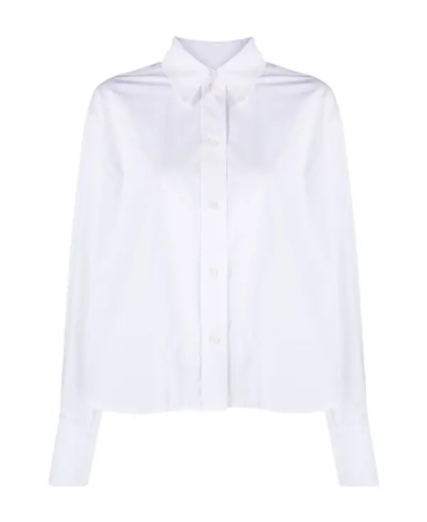 Victoria Beckham Logo Embroidered Long Sleeve Shirt - White