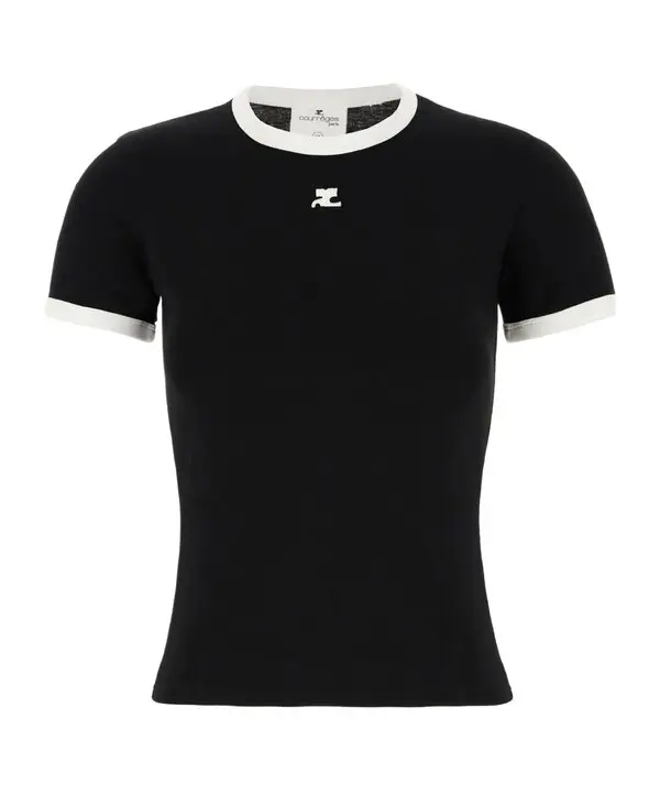 COURREGES Contrasting-color T-shirt - Black