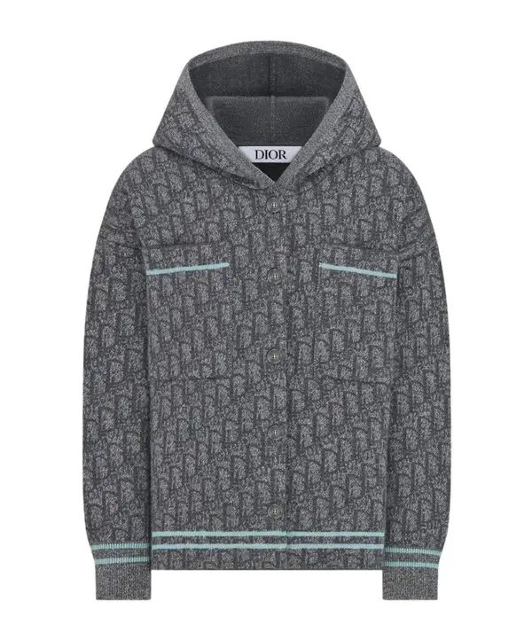Dior Long-sleeved Cardigan With Hood - Gray
