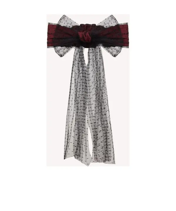 Red Valentino Bow Embellished Meshed Hair Clip - Gray