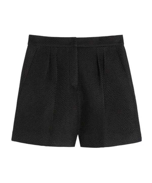 Max Mara Avena Textured Shorts With Buckle Detail - Black