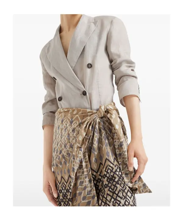Brunello Cucinelli Geometric Print Cotton Maxi Skirt - No