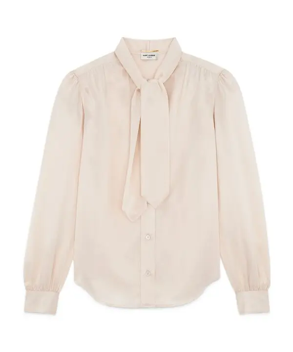 Saint Laurent Lavallière Neck Long-sleeved Blouse - No