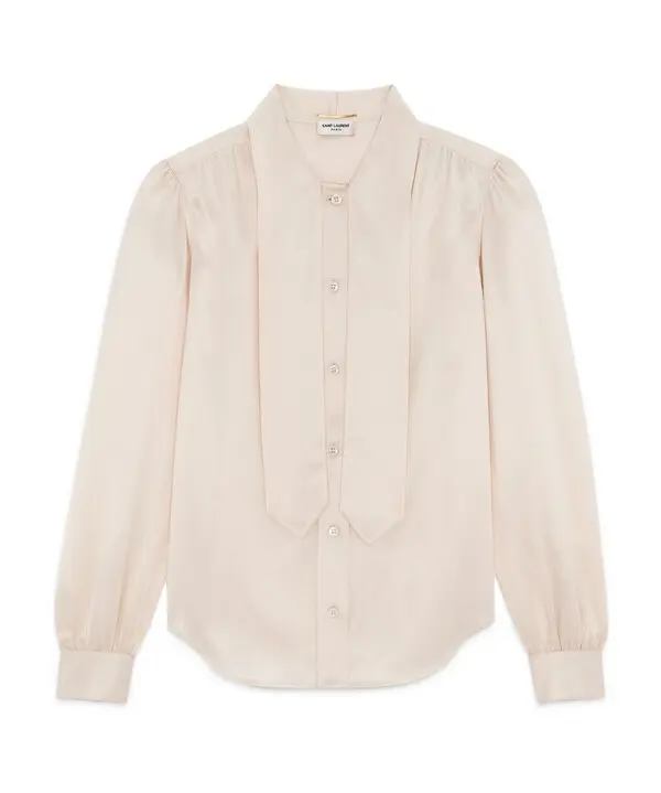 Saint Laurent Lavallière Neck Long-sleeved Blouse - No