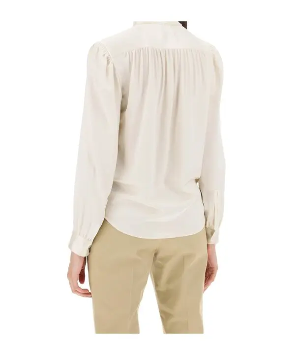 Saint Laurent Lavallière Neck Long-sleeved Blouse - No