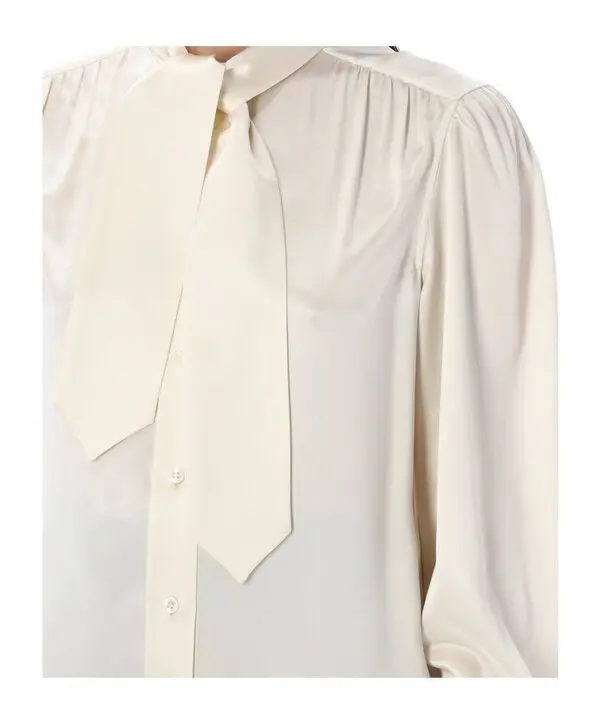 Saint Laurent Lavallière Neck Long-sleeved Blouse - No