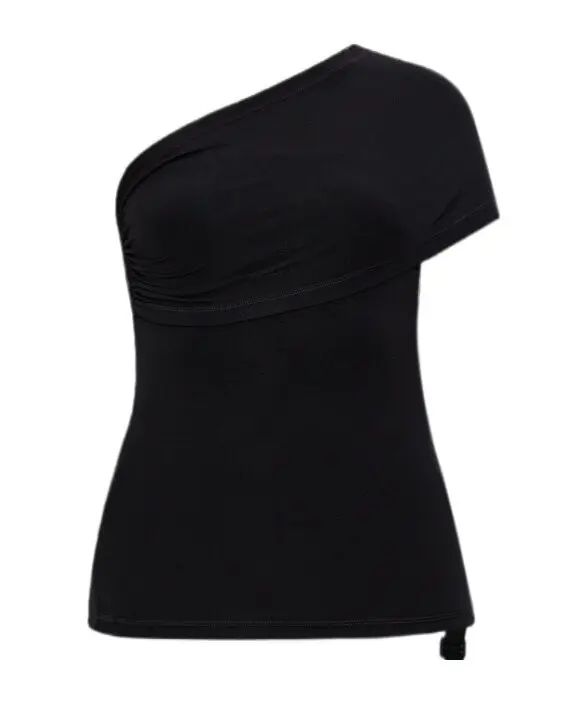 Helmut Lang One Shoulder Draped Top - Black