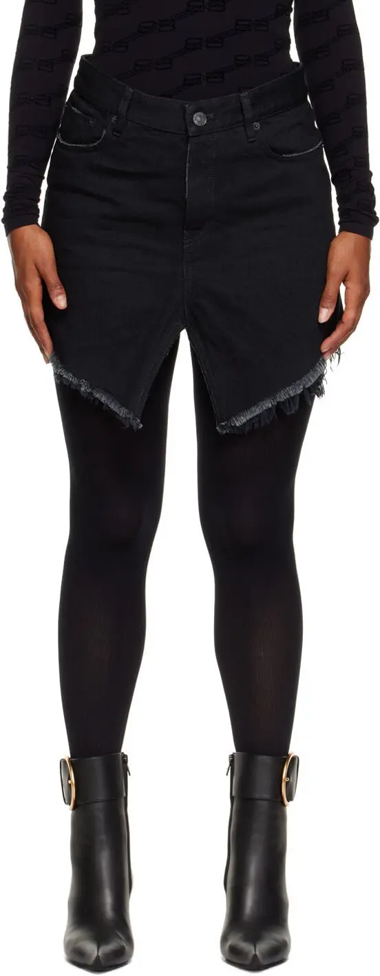 Balenciaga Frayed Edge Mini Denim Skirt