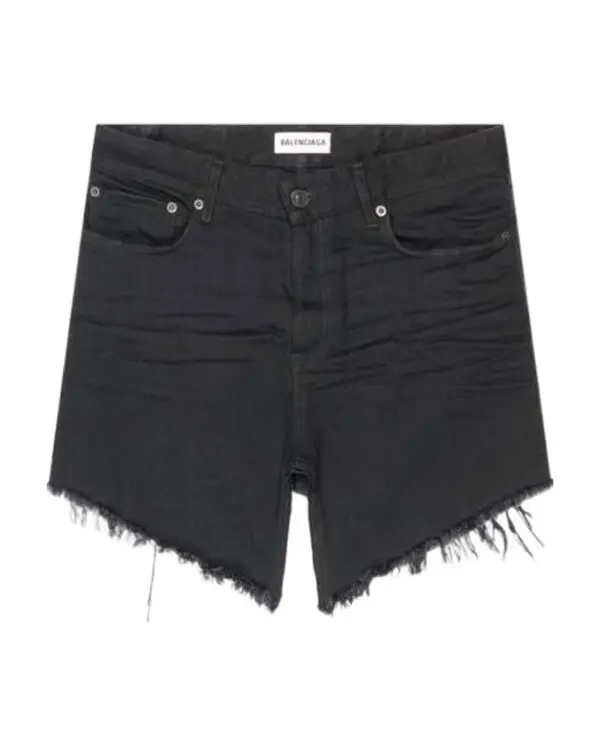 Balenciaga Frayed Edge Mini Denim Skirt - Black