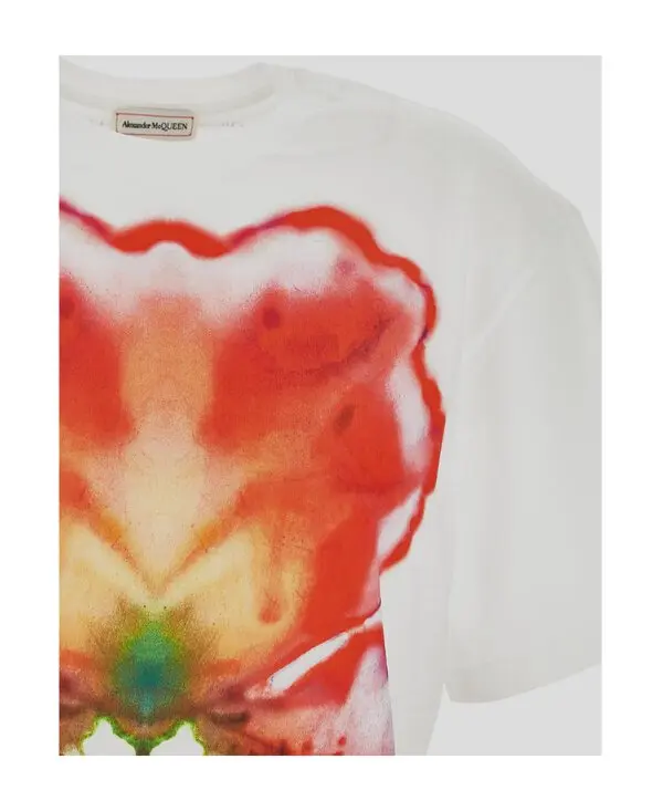 Alexander McQueen Abstract Print Cotton T-shirt - White