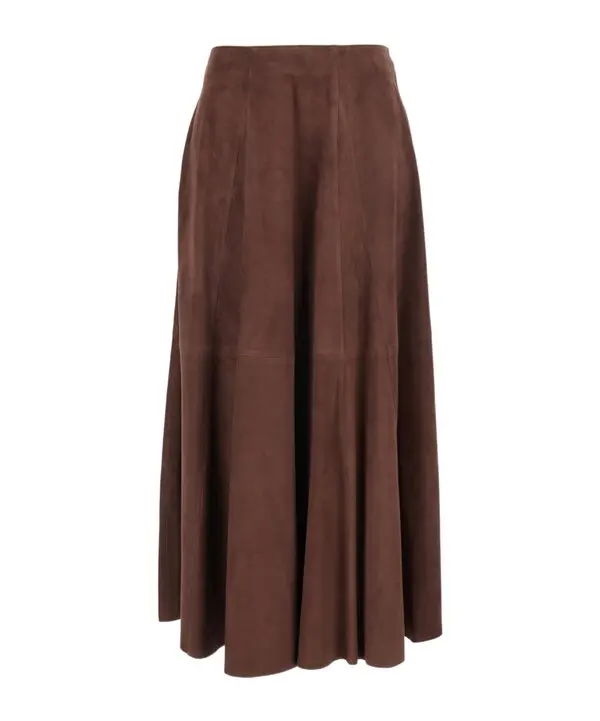 ARMA Eleni High-waisted Suede Skirt - Brown
