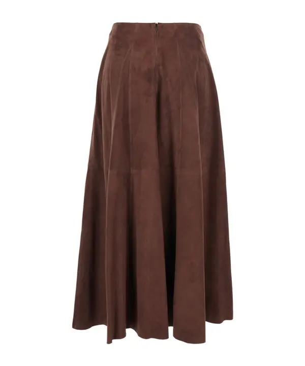 ARMA Eleni High-waisted Suede Skirt - Brown