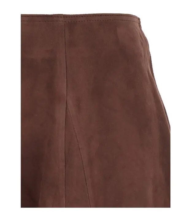 ARMA Eleni High-waisted Suede Skirt - Brown