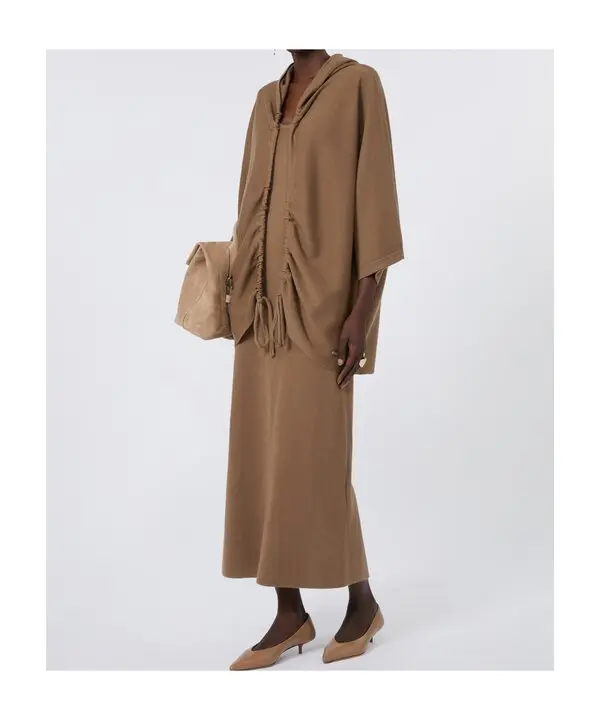 Max Mara Sleeveless Midi Dress With Open Back And Slit - Hazelnut Brown