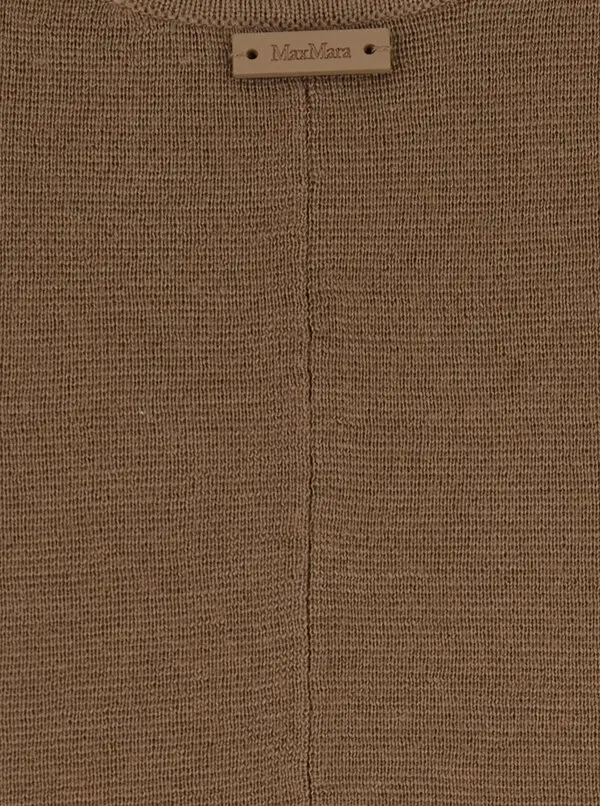 Max Mara Sleeveless Midi Dress With Open Back And Slit - Hazelnut Brown