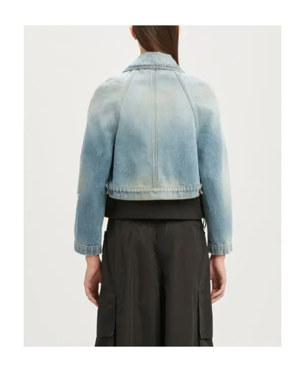 Palm Angels Palm Pattern Cropped Denim Jacket