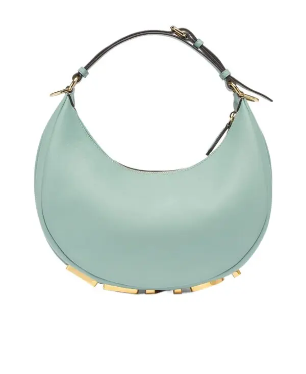 Fendi Leather Bag With Gold Tone Words - Green