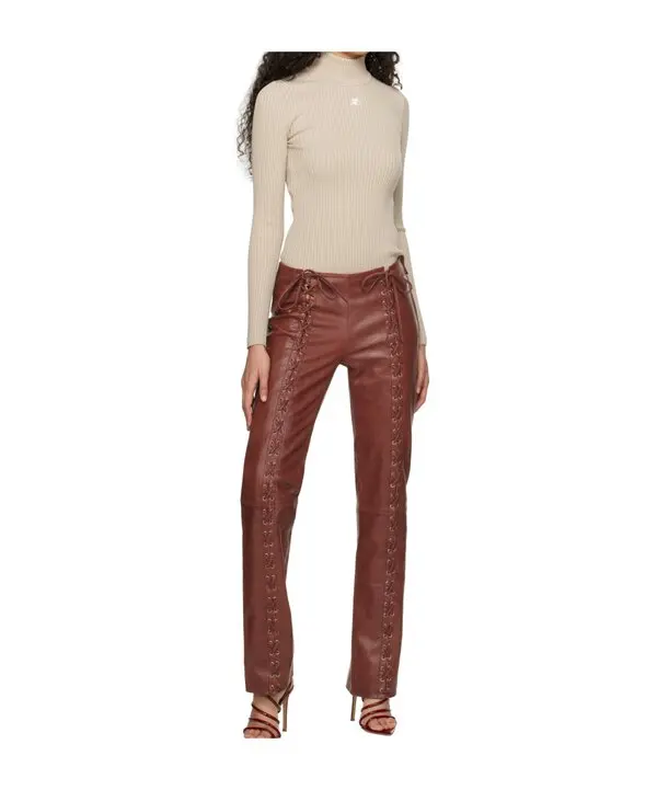 COURREGES High Neck Knitted Jumper With Logo Patch - Nude