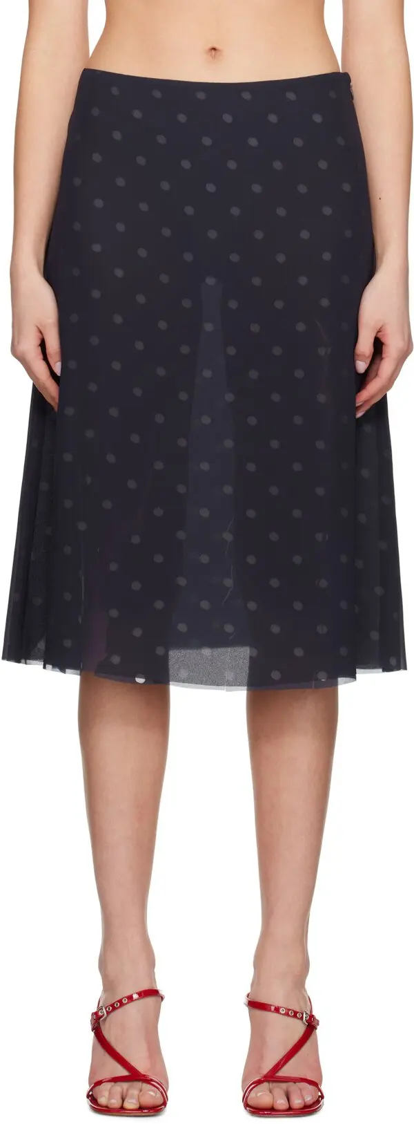 Acne Studios Polka Dot Layered A-line Skirt - Navy Blue/white