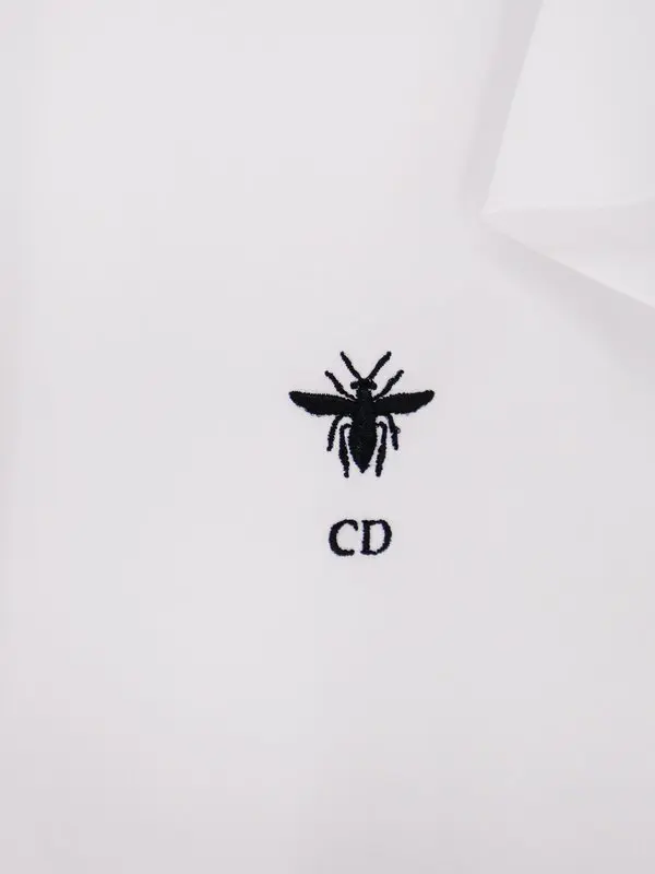 Dior Ruffled Neckline Blouse With Embroidered Bee And Cd Signature - No