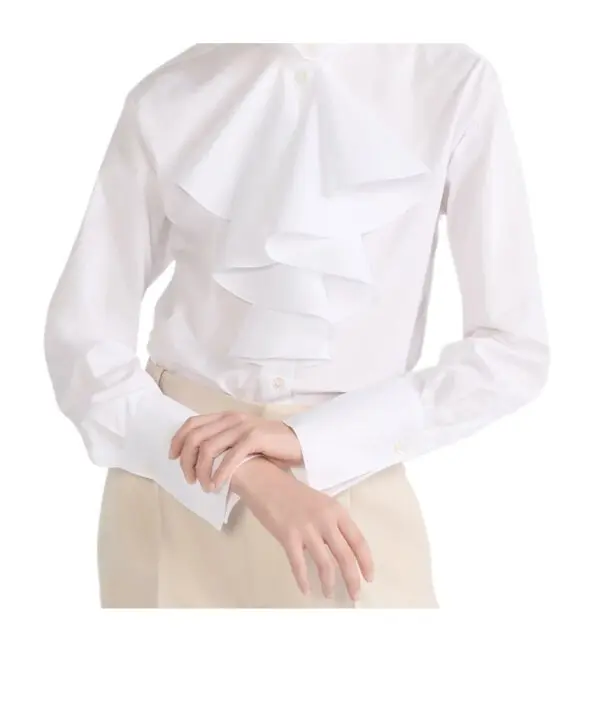 Dior Ruffled Neckline Blouse With Embroidered Bee And Cd Signature - No