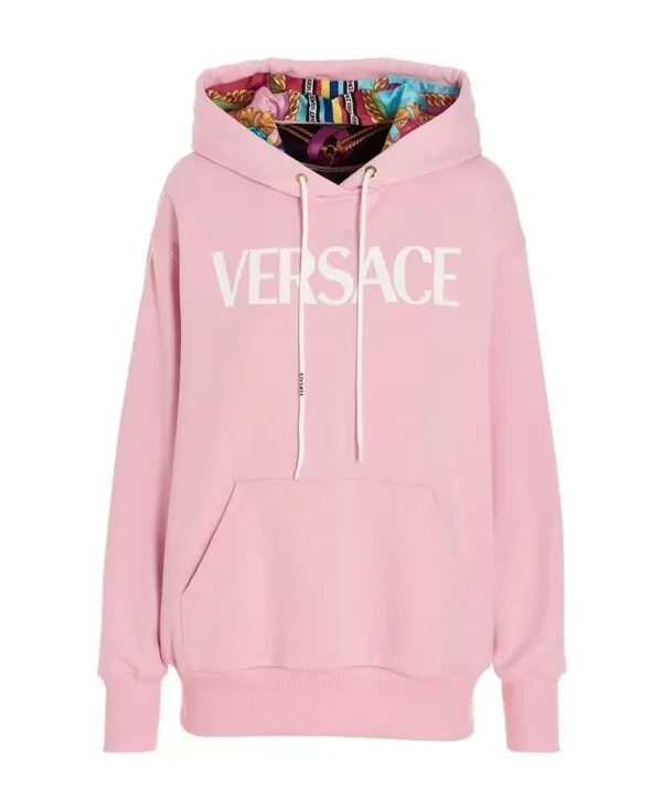 Versace Logo Printed Drawstring Hoodie