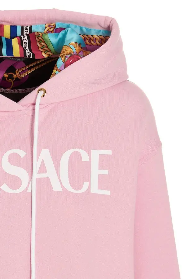 Versace Logo Printed Drawstring Hoodie