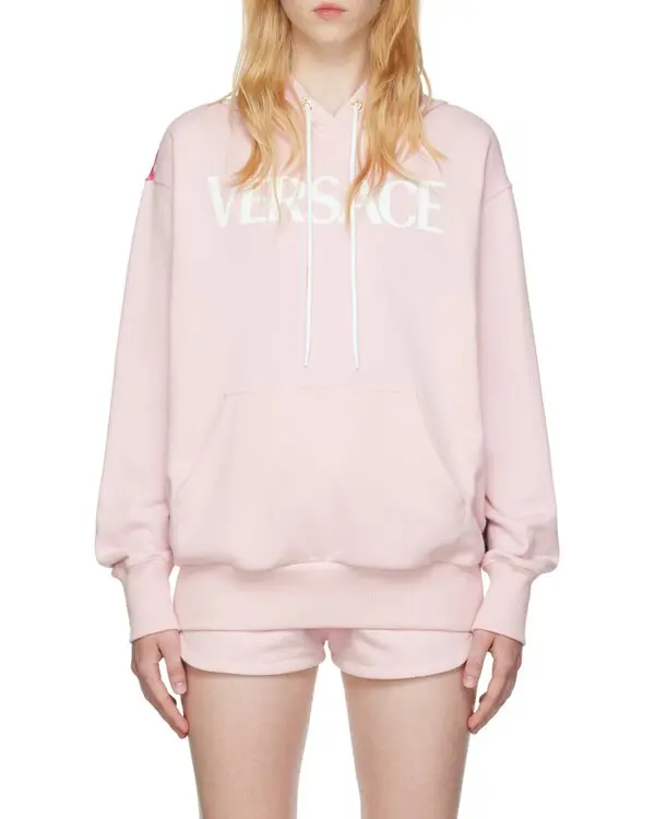 Versace Logo Printed Drawstring Hoodie