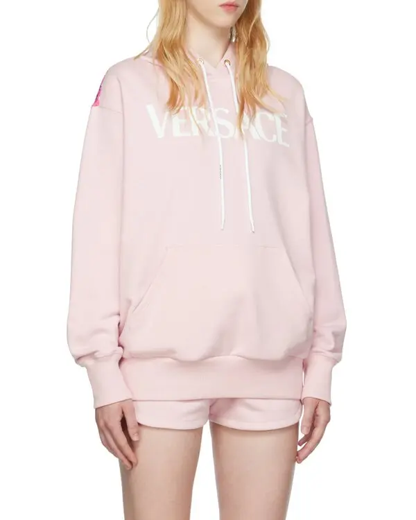 Versace Logo Printed Drawstring Hoodie
