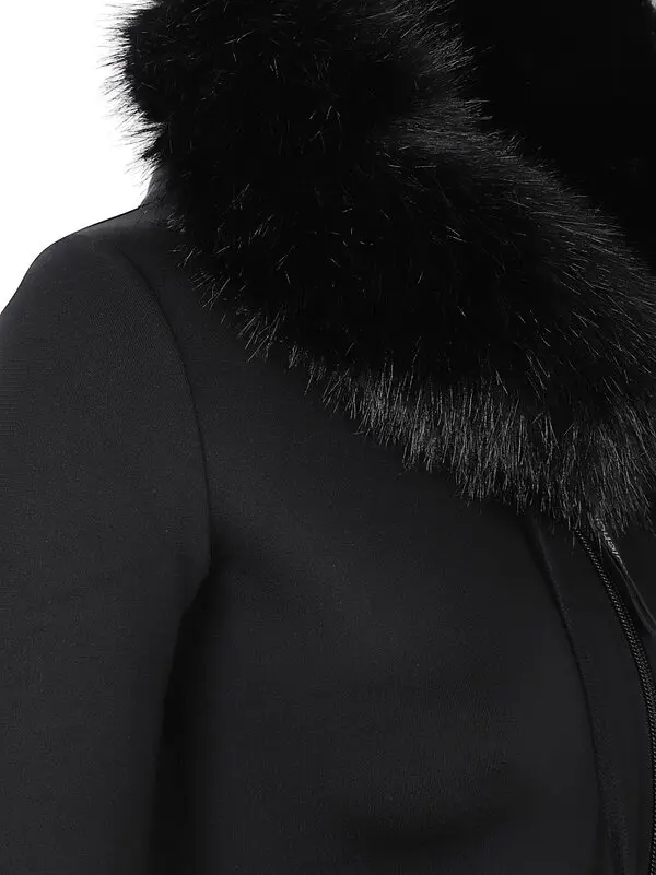 Balenciaga Fluffy Zip-up Hooded Jacket With Faux Fur Trim - Washed Black