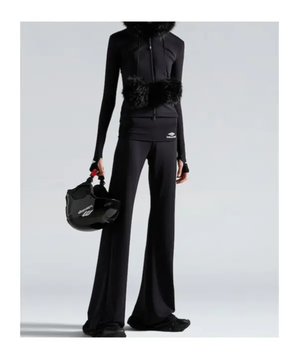 Balenciaga Fluffy Zip-up Hooded Jacket With Faux Fur Trim - Washed Black