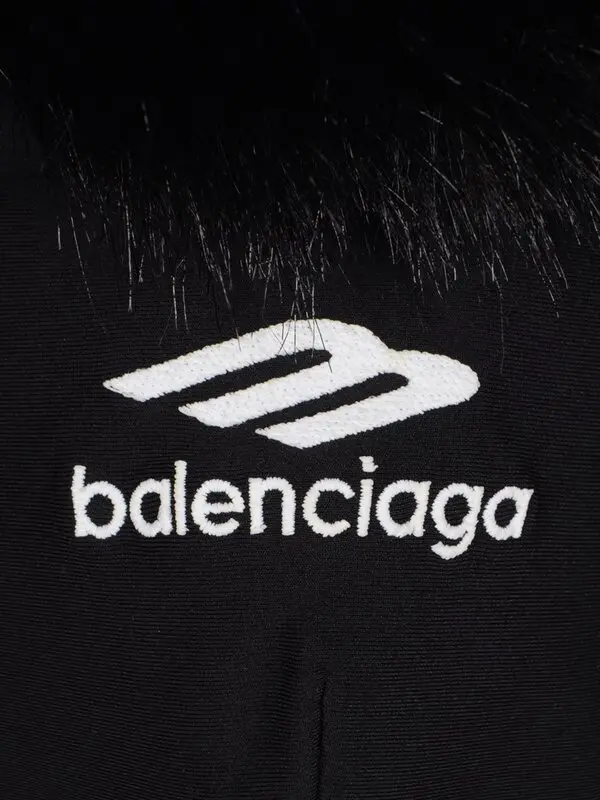 Balenciaga Fluffy Zip-up Hooded Jacket With Faux Fur Trim - Washed Black